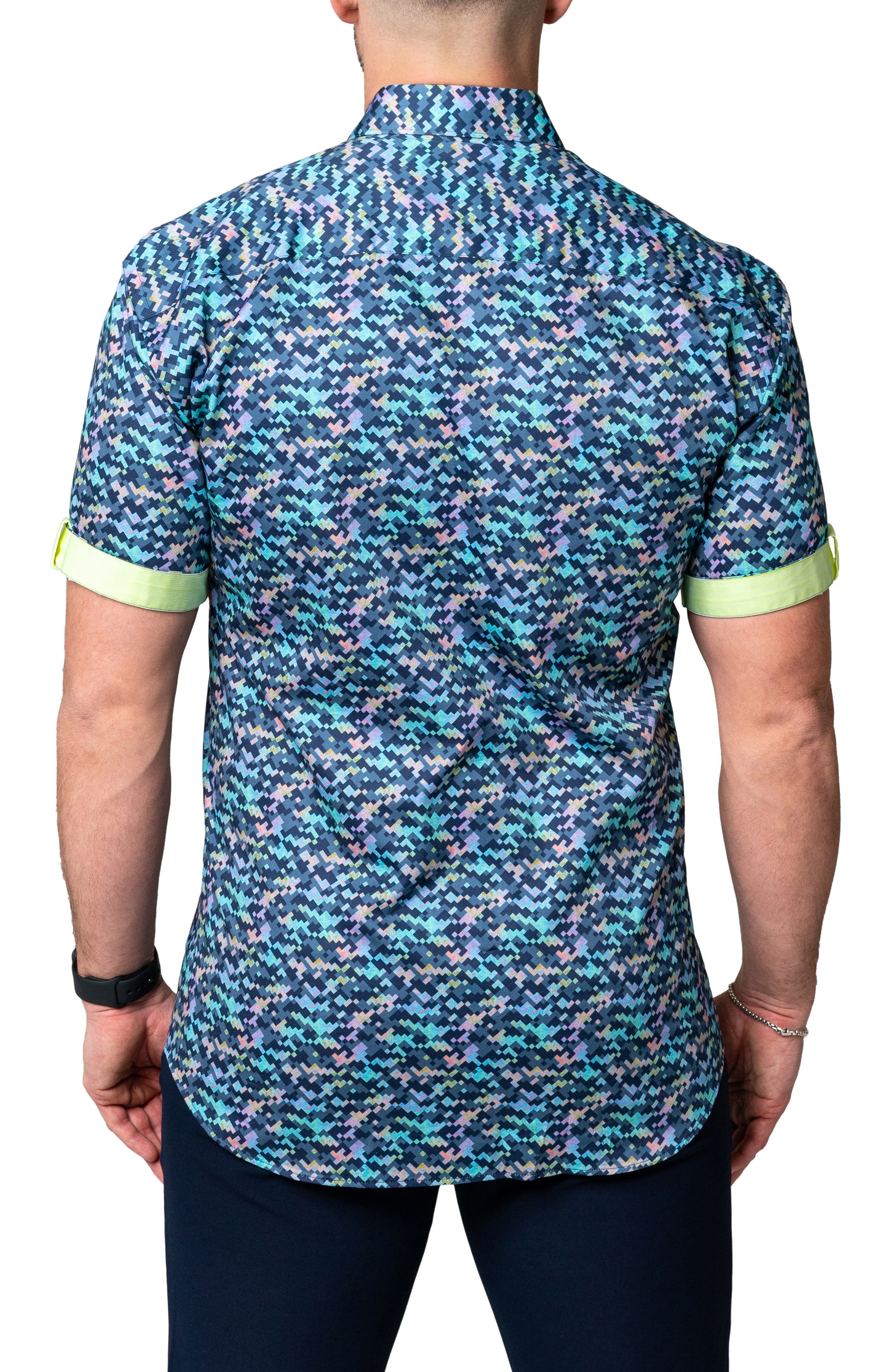 Maceoo Galileo Metric Short Sleeve Cotton Button-Up Shirt | Nordstrom