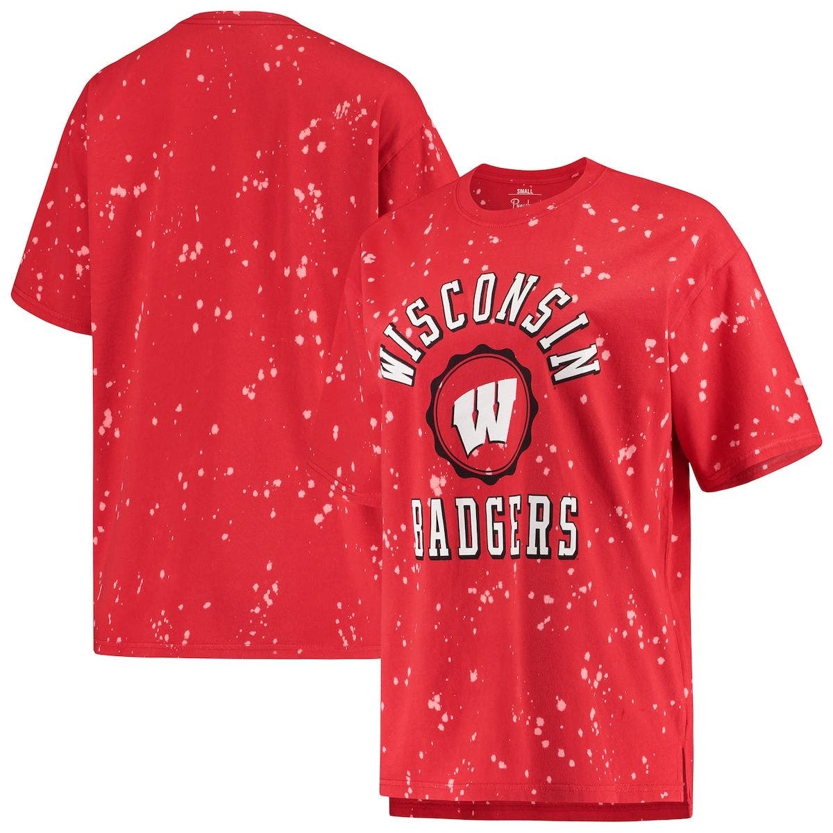 PRESSBOX Women's Pressbox Red Wisconsin Badgers Bishop Bleach Wash T ...
