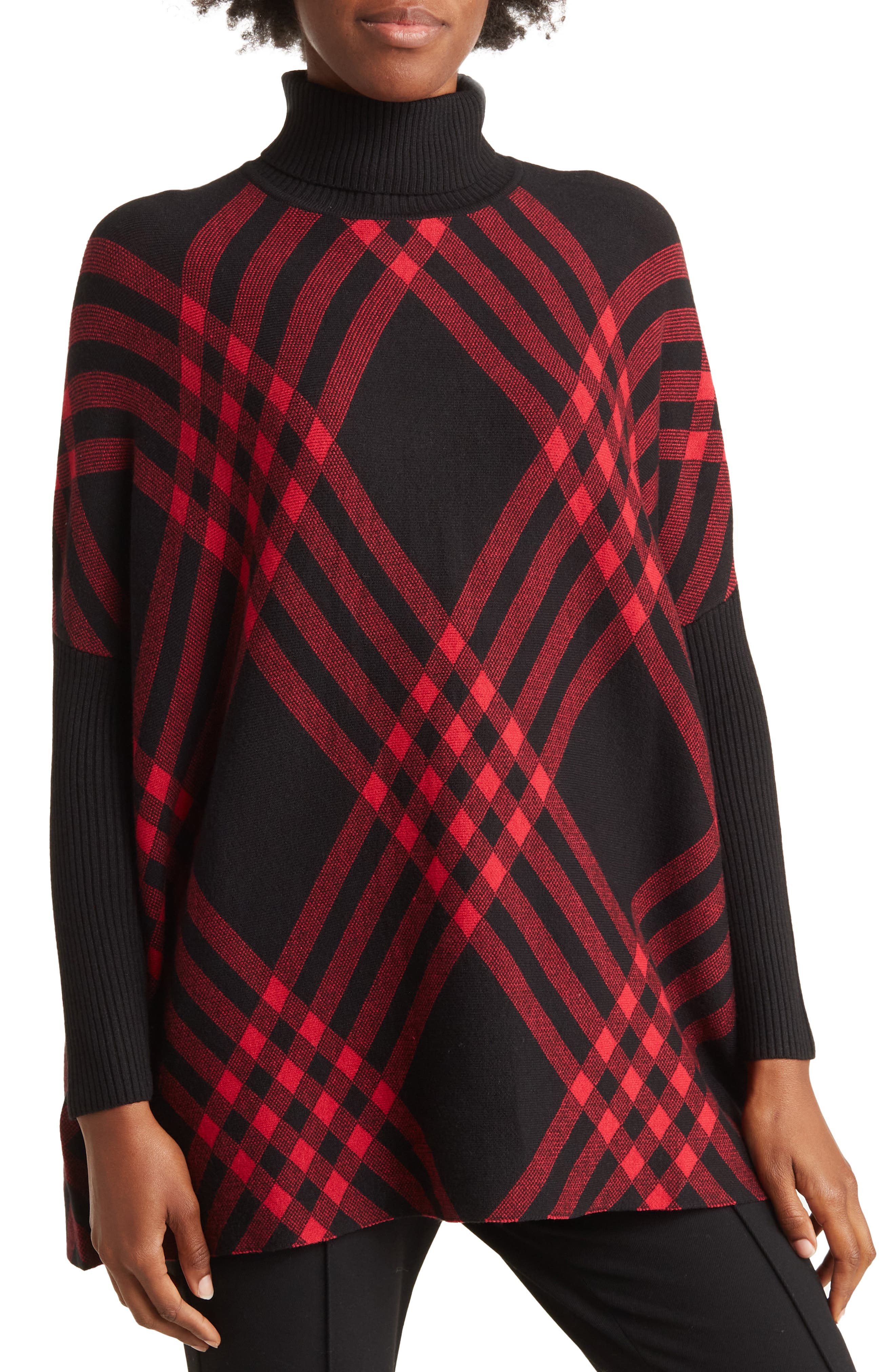 Joseph A Giles Plaid Boxy Turtleneck Sweater | Nordstromrack