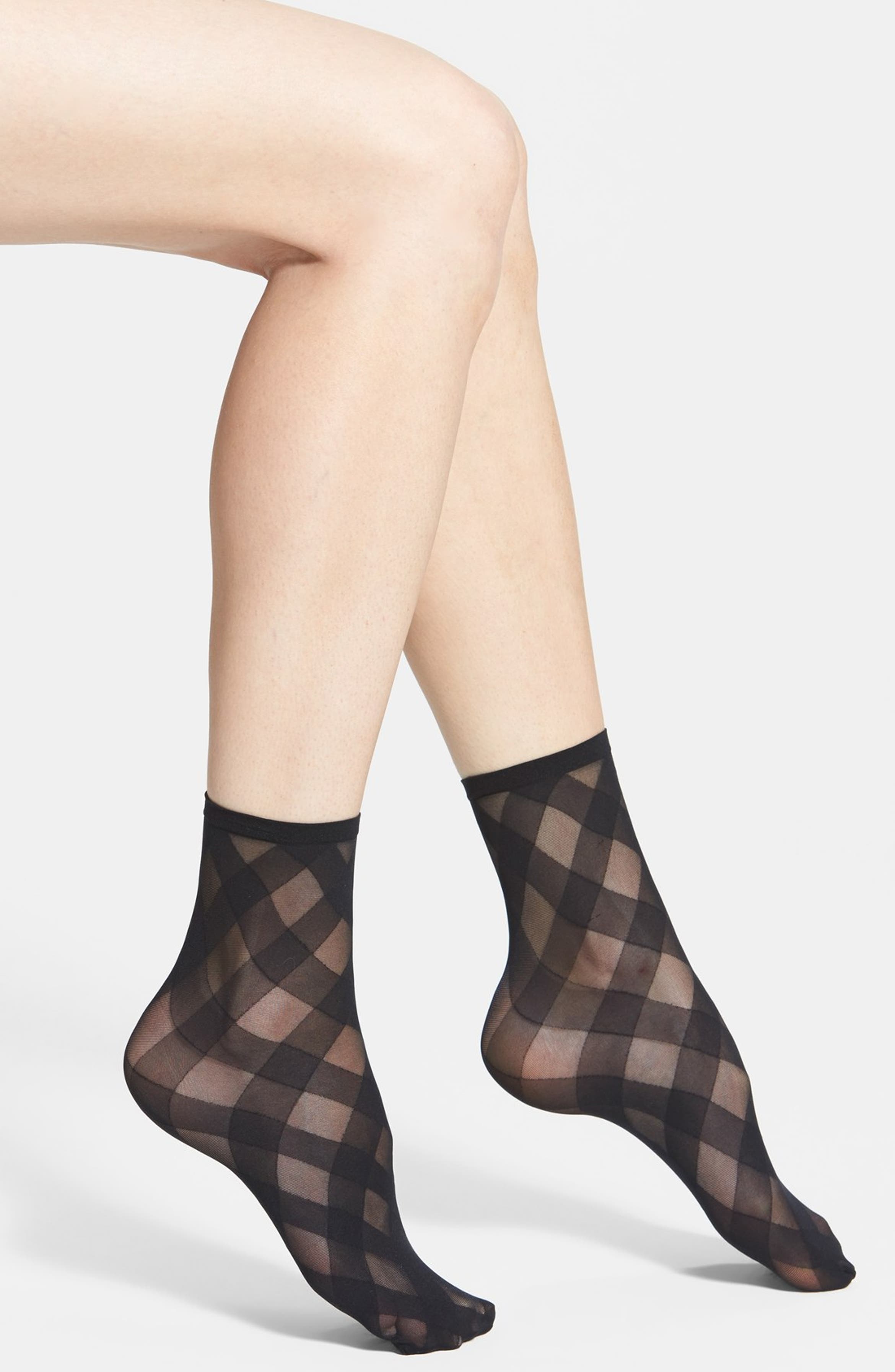 Hue Diagonal Ribbon Sheer Ankle Socks Nordstrom