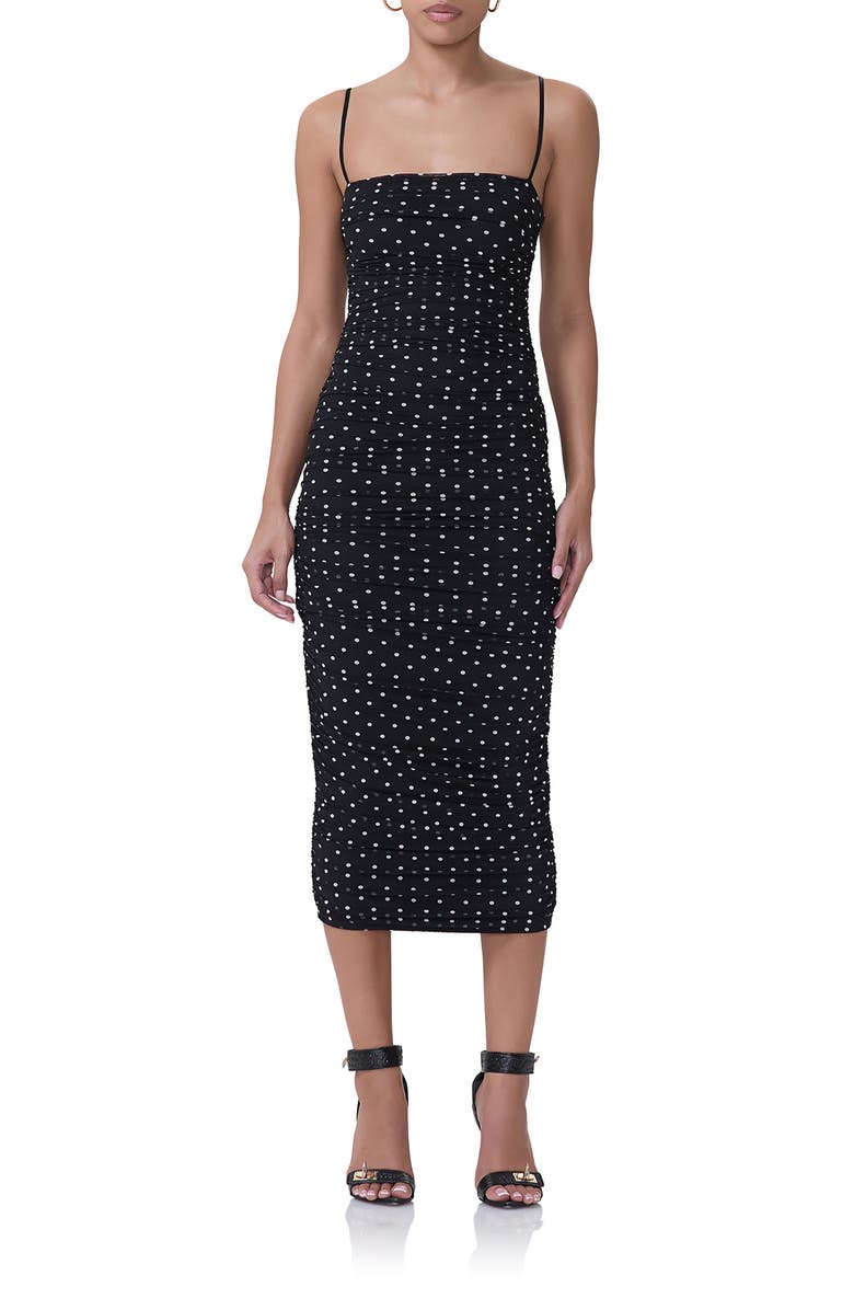 AFRM Hazel Ruched Mesh Midi Dress | Nordstrom