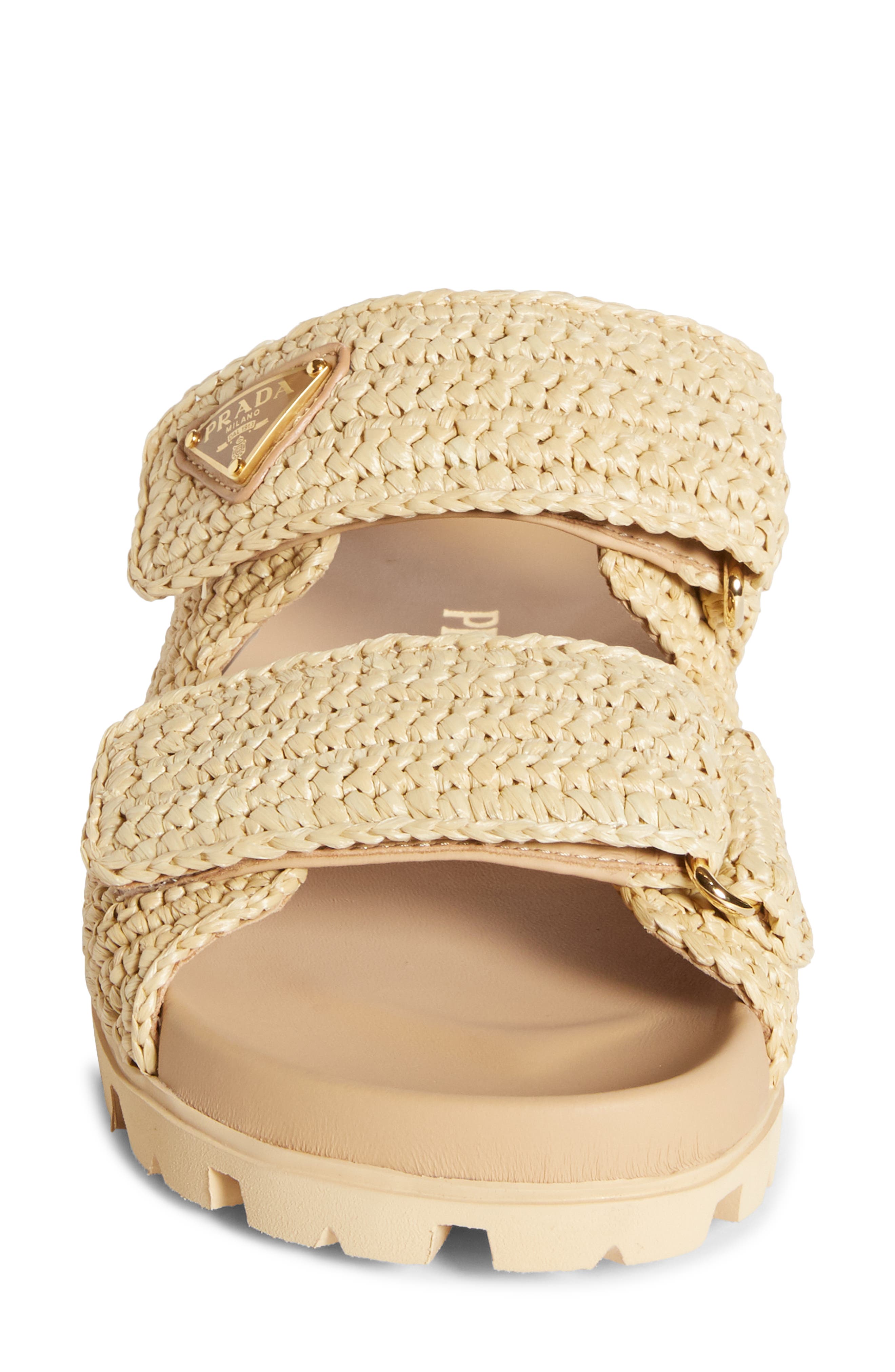 Prada Raffia Double Band Slide Sandal (Women) | Nordstrom