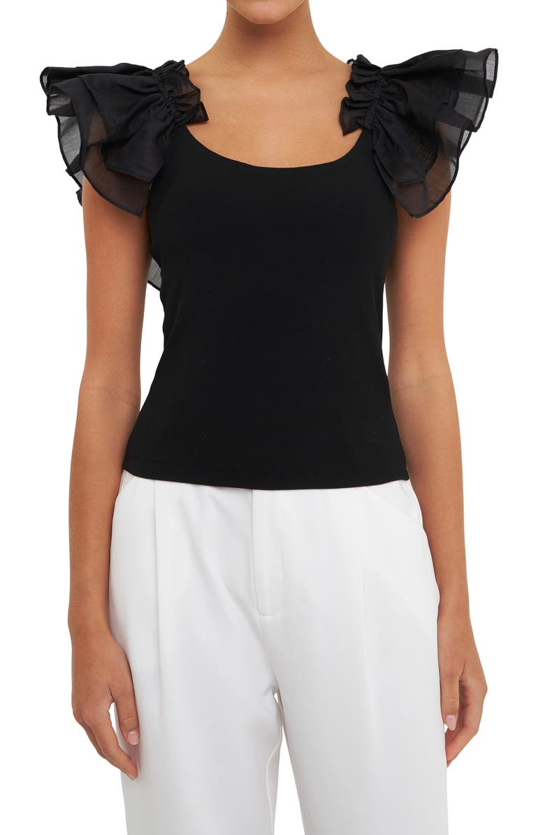 Endless Rose Organza Ruffle Knit Top | Nordstrom Endless Rose Organza Ruffle Knit Top | Nordstrom