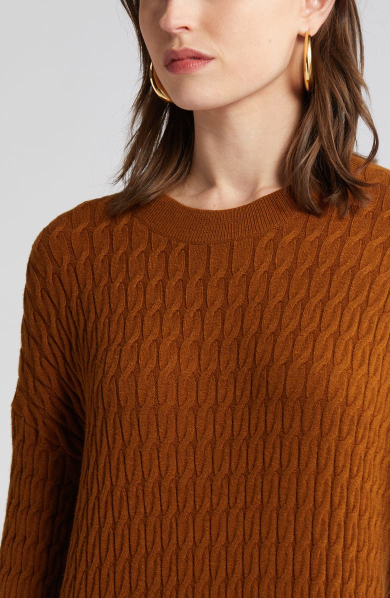 Treasure And Bond Cable Stitch Long Sleeve Midi Sweater Dress Nordstrom