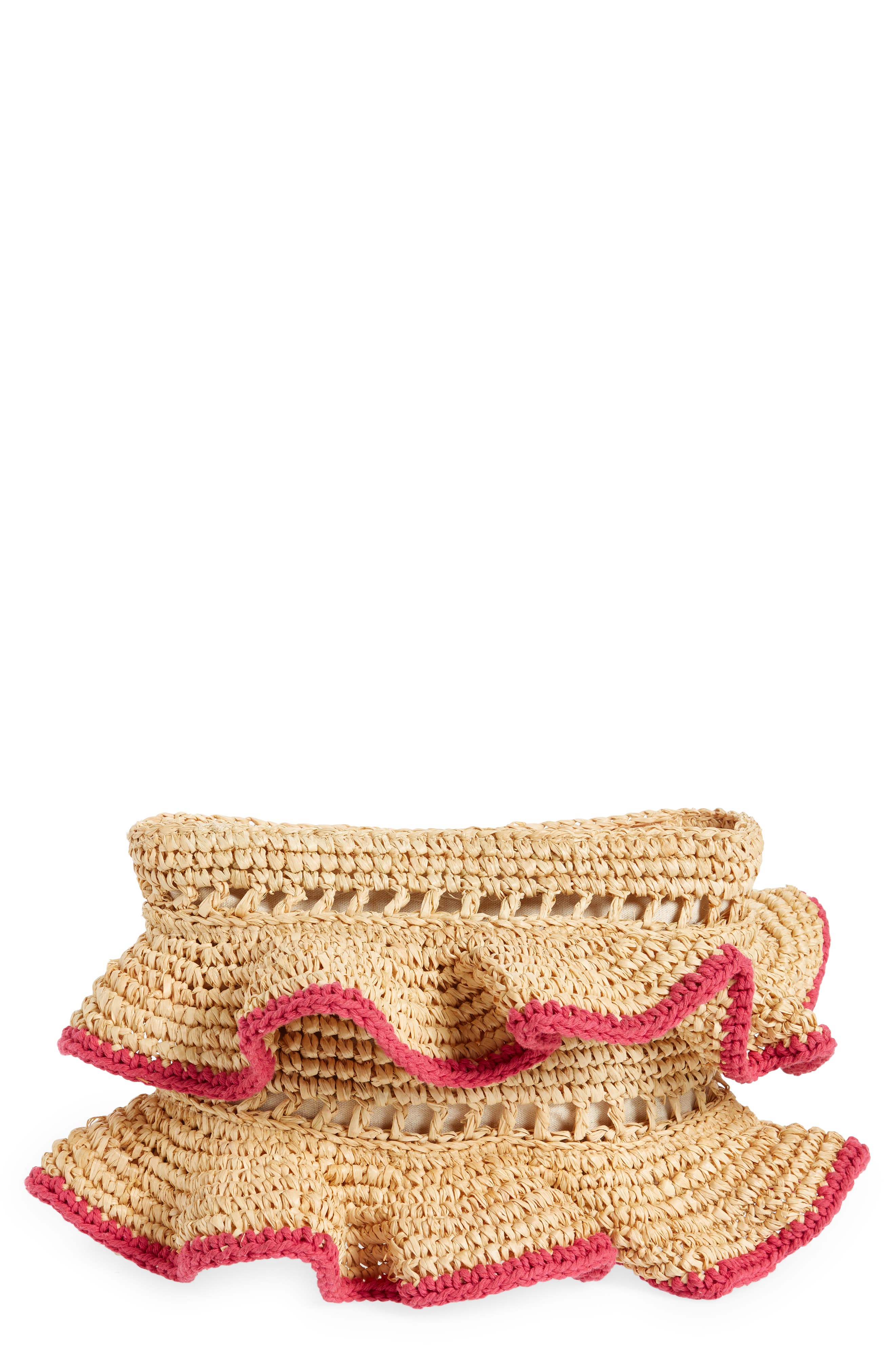 btb Los Angeles Joey Ruffle Raffia Clutch | Nordstrom
