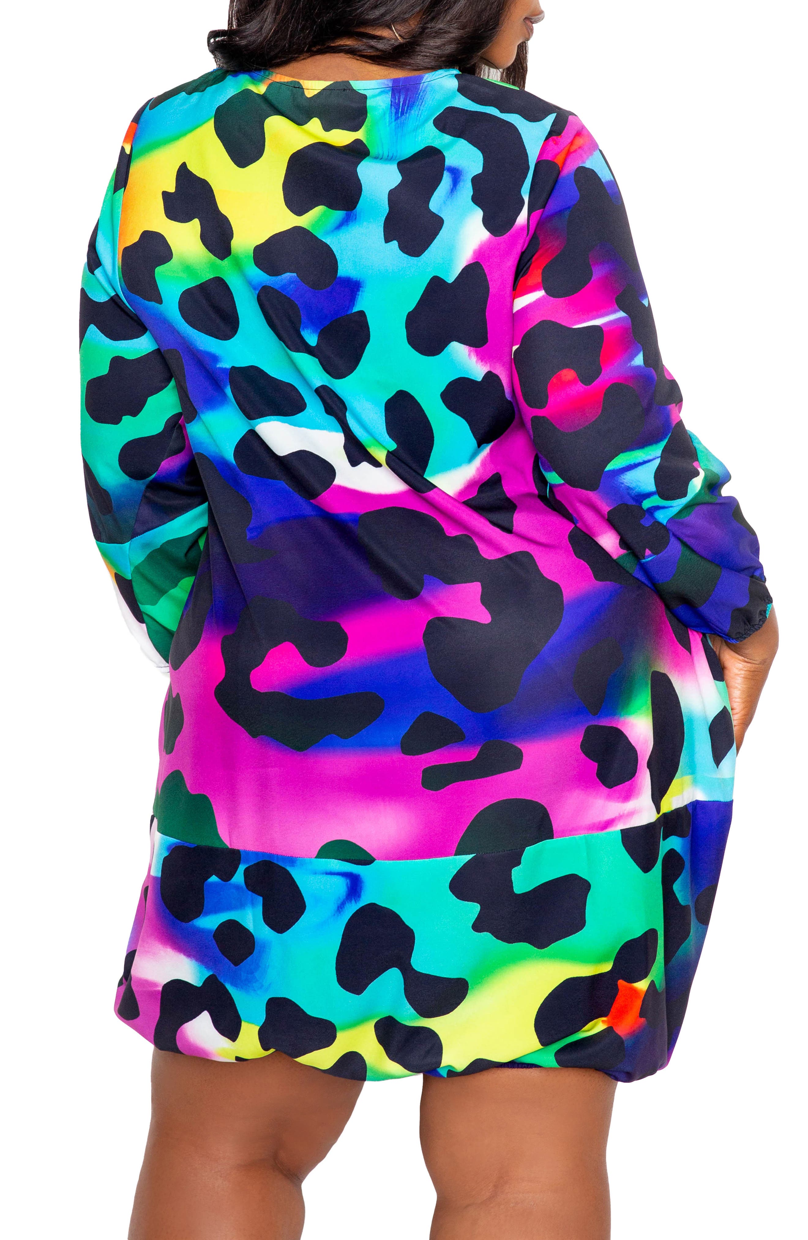 BUXOM COUTURE Rainbow Leopard Print Bubble Hem Dress | Nordstrom