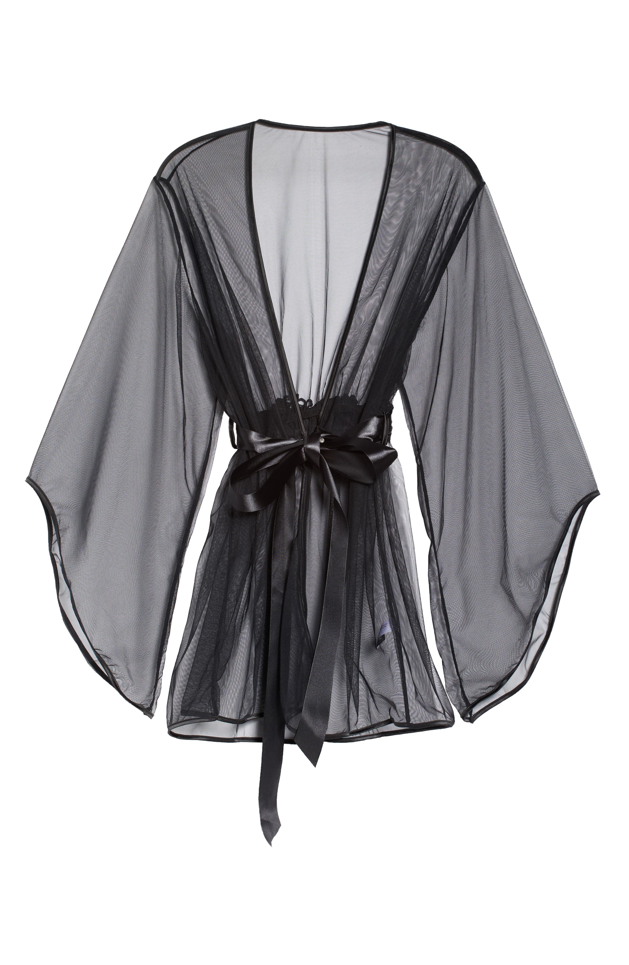 Oh La La Cheri Sydney Satin Bow Mesh Robe | Nordstrom