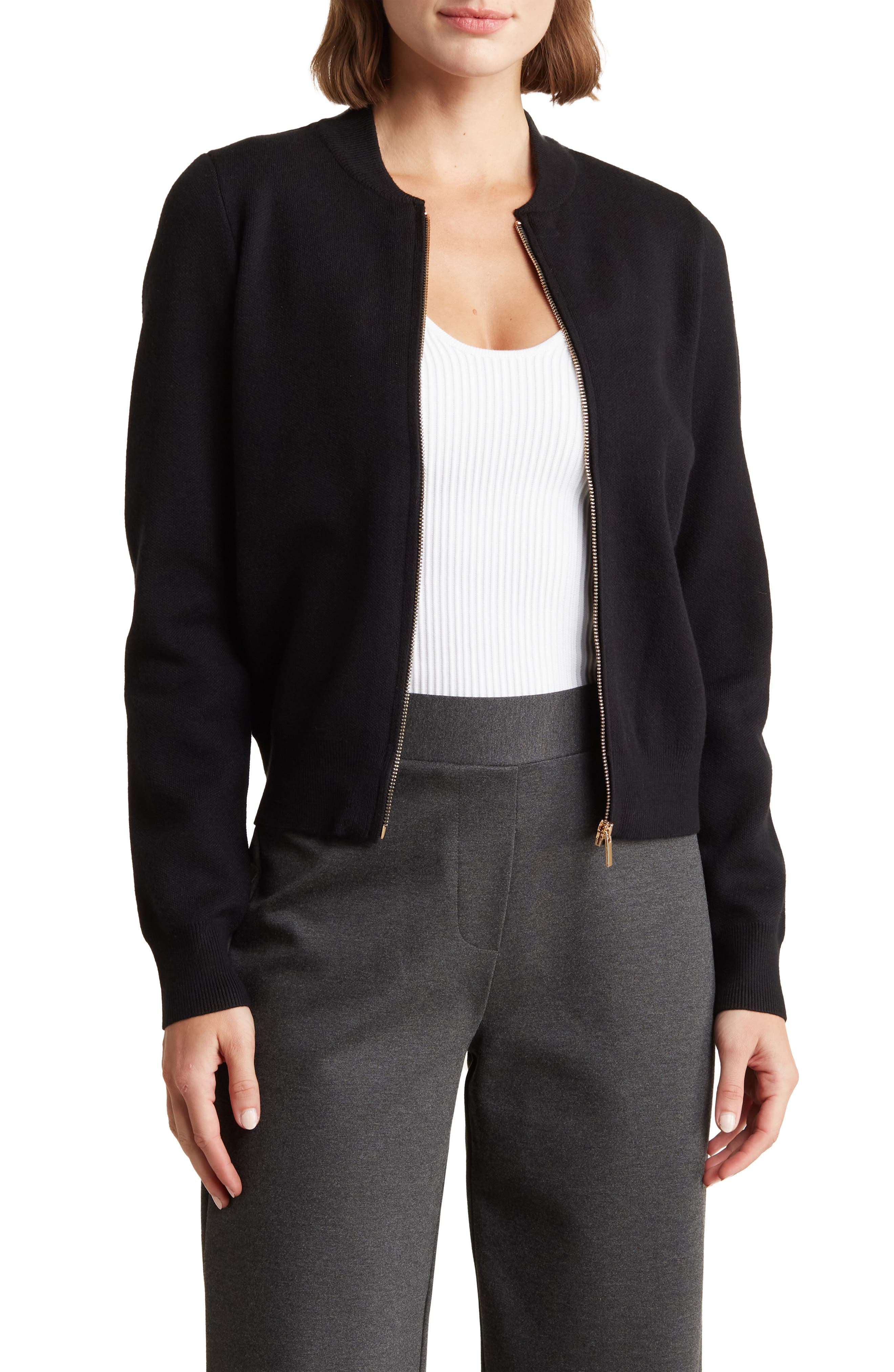 BY DESIGN Jenny Double Knit Bomber Jacket | Nordstromrack