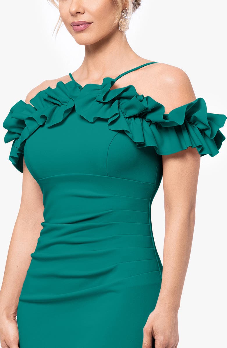 Xscape Evenings Ruffle Off the Shoulder Scuba Crepe Sheath Dress ...