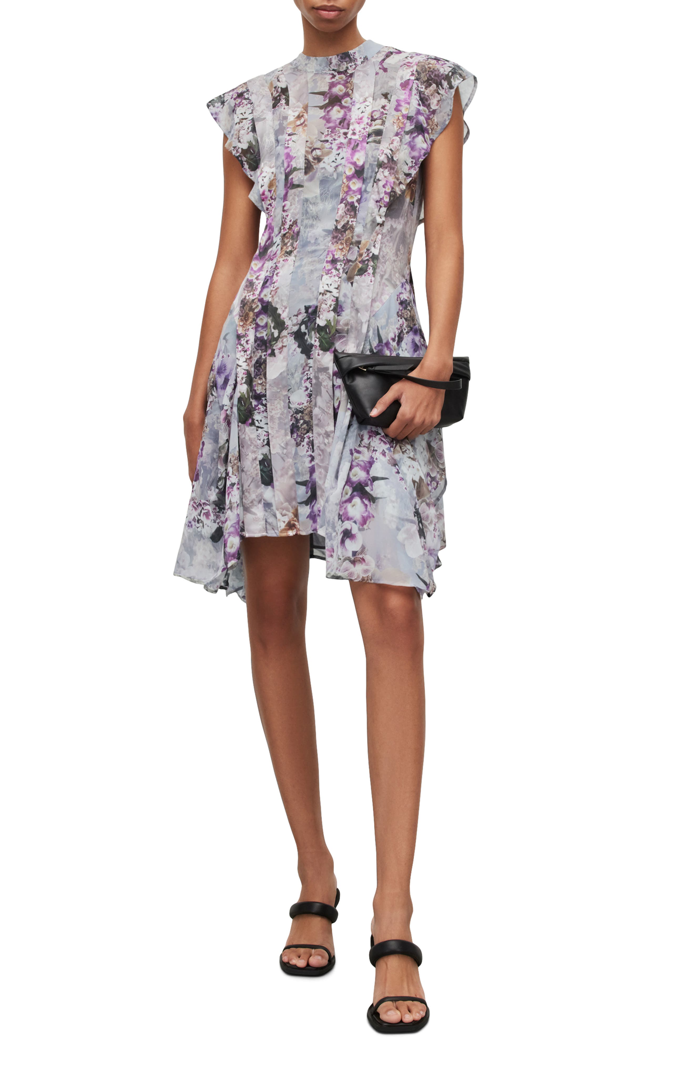 Lucia Floral Dress In Grey