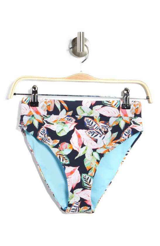 Maaji Blue Flower Suzy Q High Rise Reversible Bikini Bottoms | ModeSens