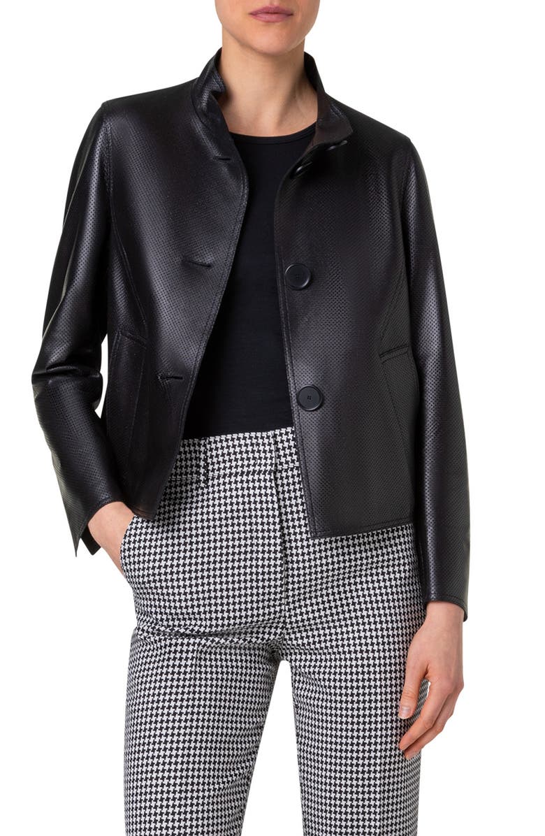 Akris punto Perforated Lambskin Leather Jacket | Nordstrom