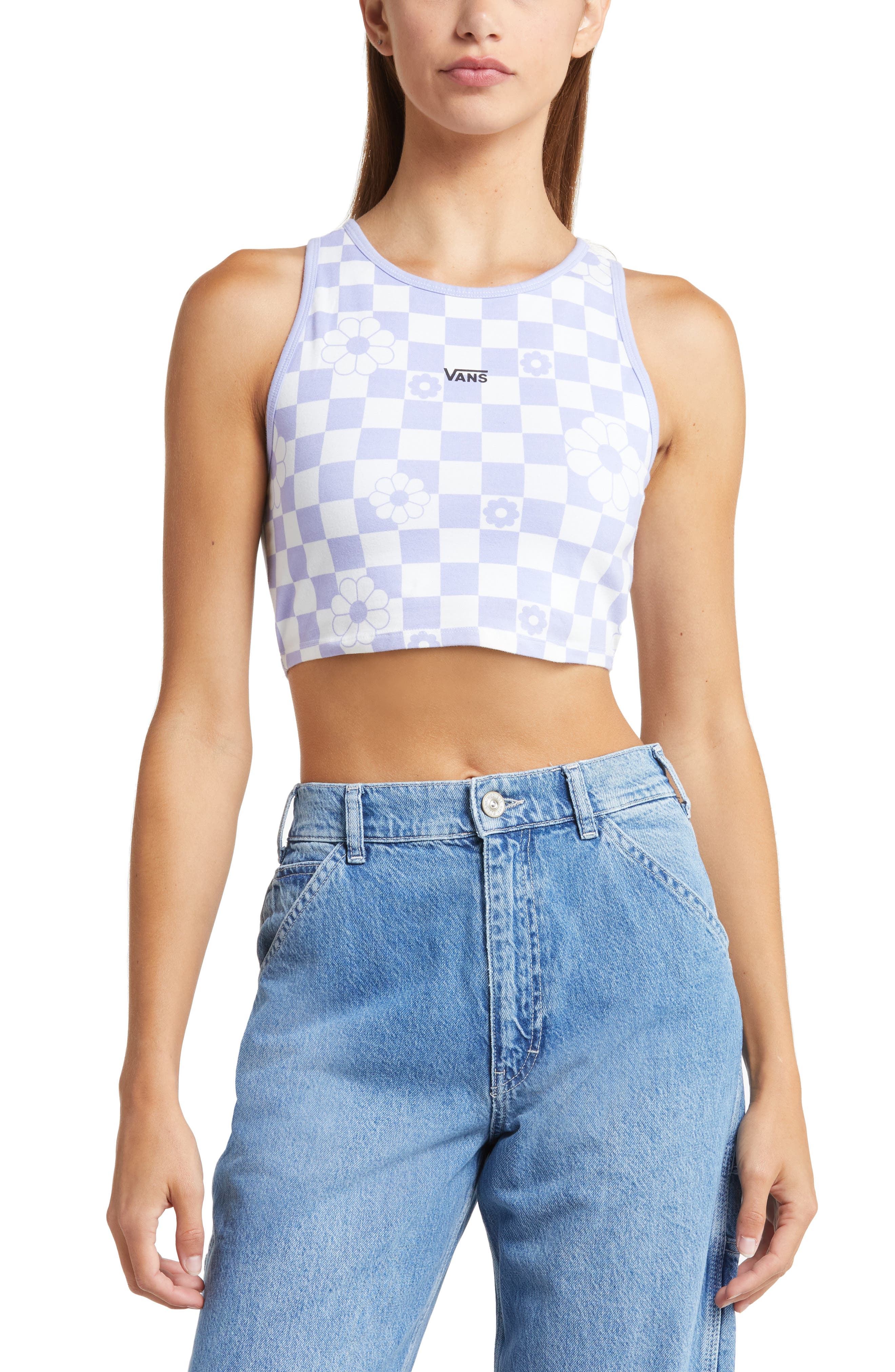 Vans Checkerboard Racerback Logo Crop Tank | Nordstrom