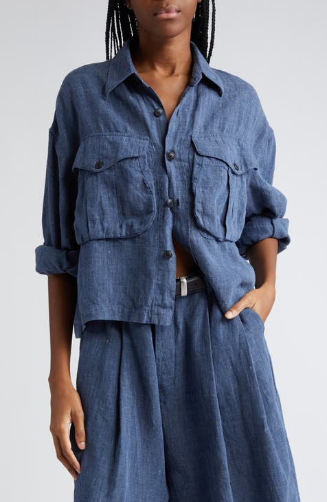 Women's 100% Linen Button Up Tops | Nordstrom