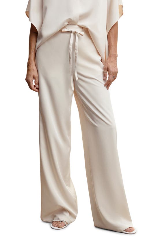 Mango Wide Leg Relaxed Fit Pants In Ecru | ModeSens