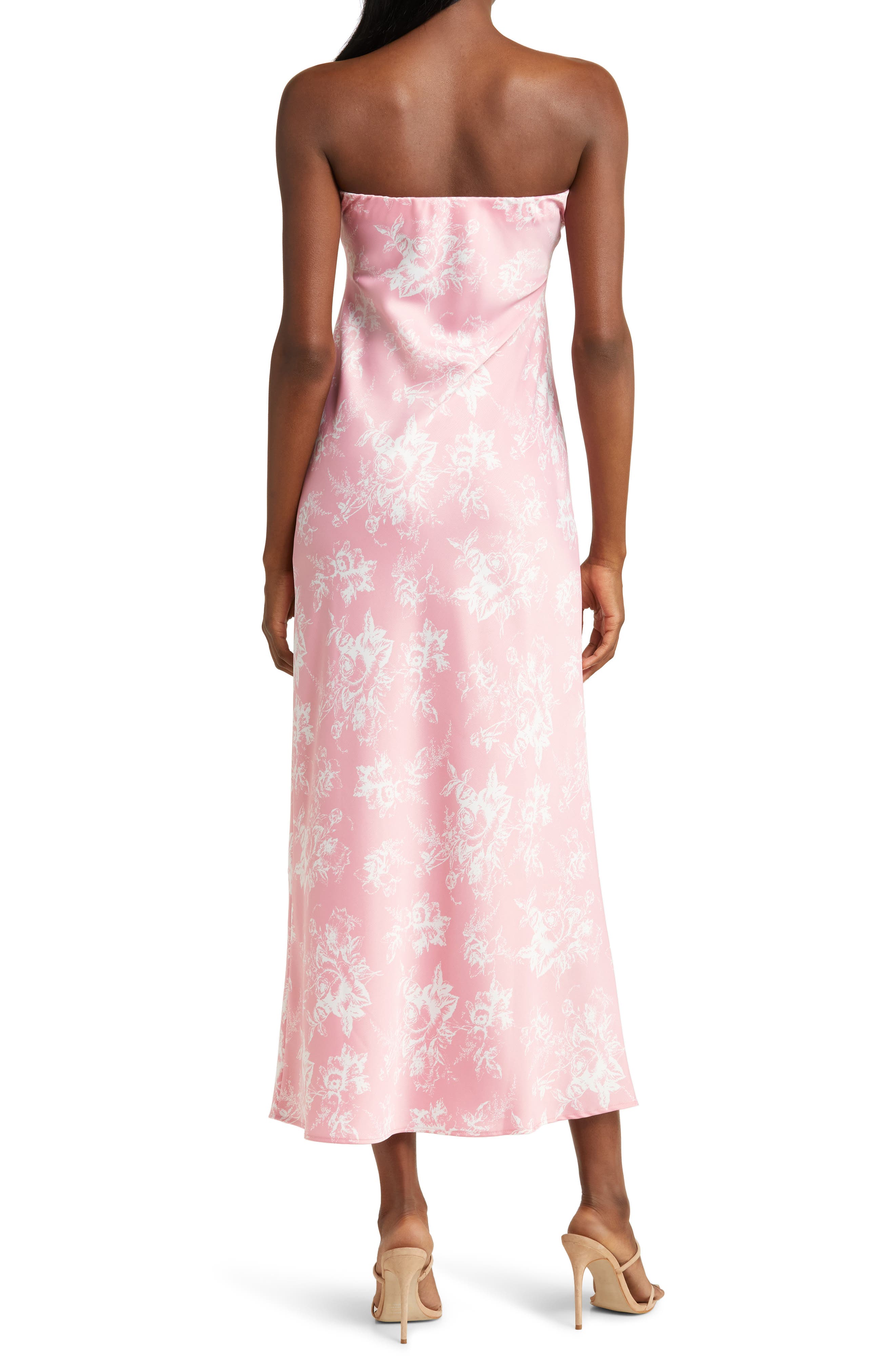 WAYF Madelyn Floral Strapless Satin Cocktail Dress | Nordstrom