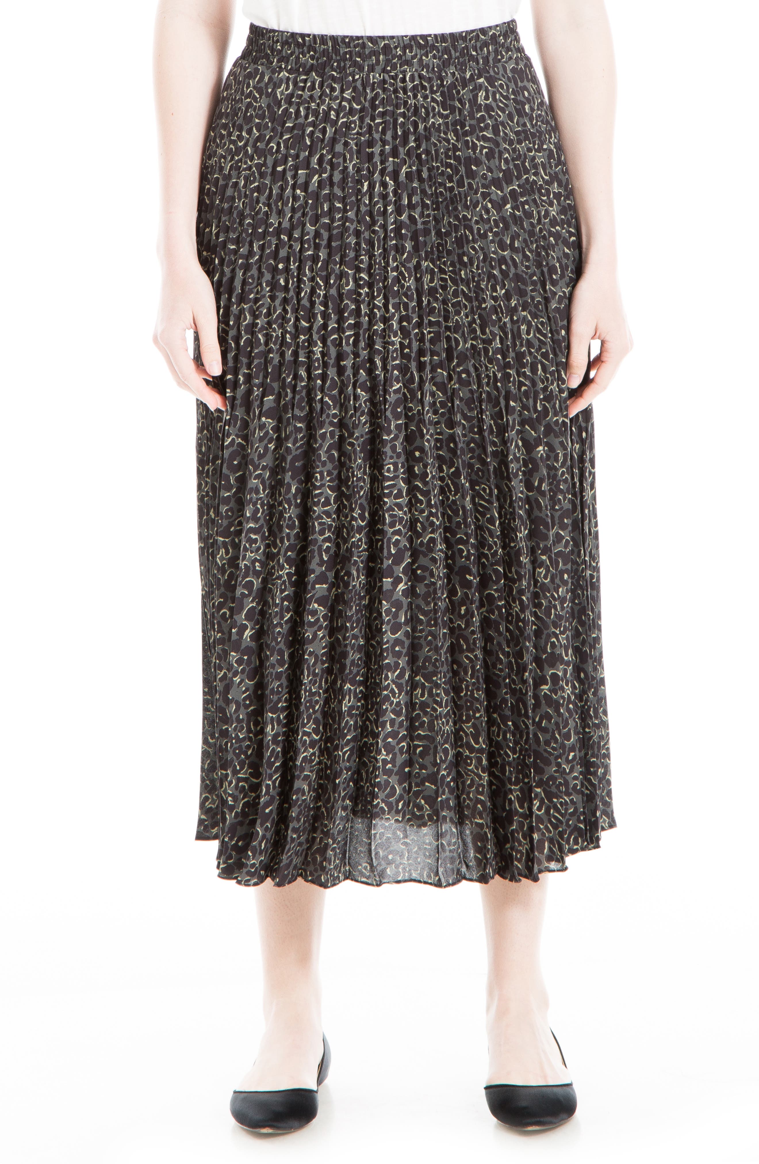 MAX STUDIO Graduated Pleat Knee-Length Midi Skirt | Nordstromrack