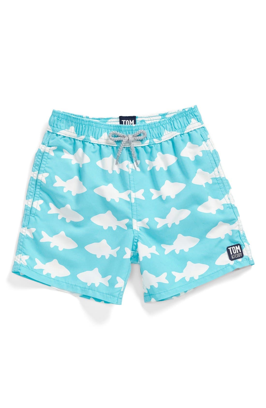 Tom & Teddy 'Fish Pattern' Swim Trunks (Toddler Boys, Little Boys & Big ...