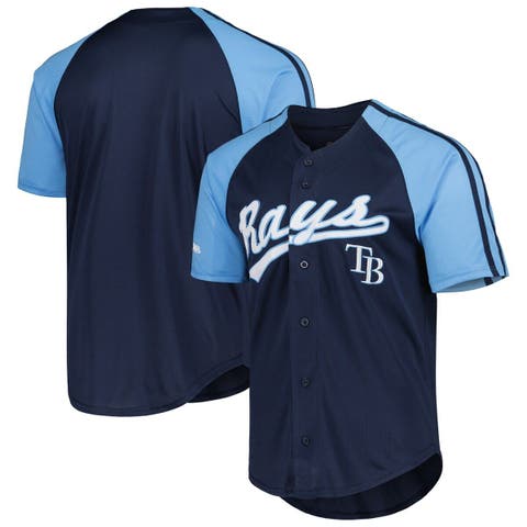 Men's Stitches Navy Tampa Bay Rays Team Button-Down Raglan Replica Jersey