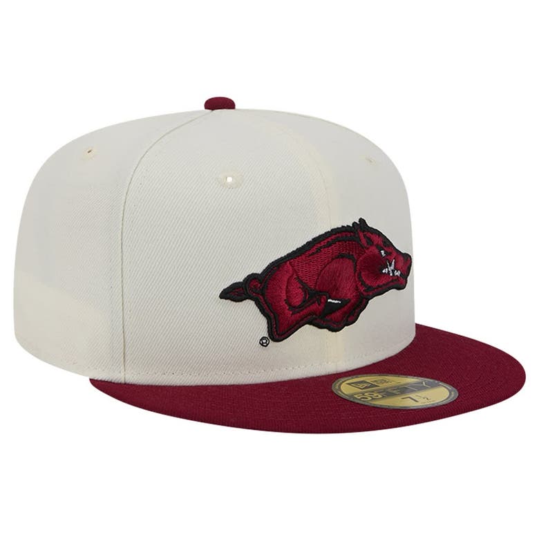 New Era Arkansas Razorbacks Chrome White Vintage 59fifty Fitted Hat ...
