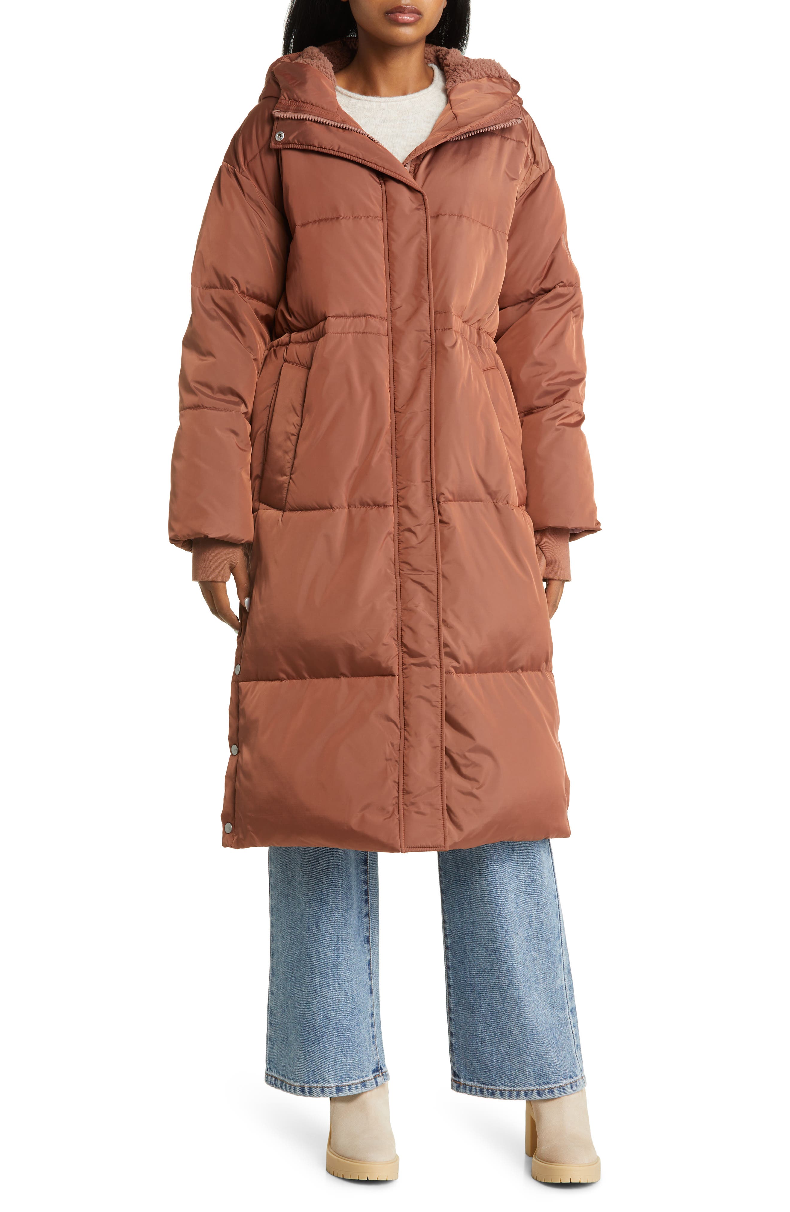 UGG® Keeley Faux Shearling Trim Longline Puffer Coat | Nordstrom