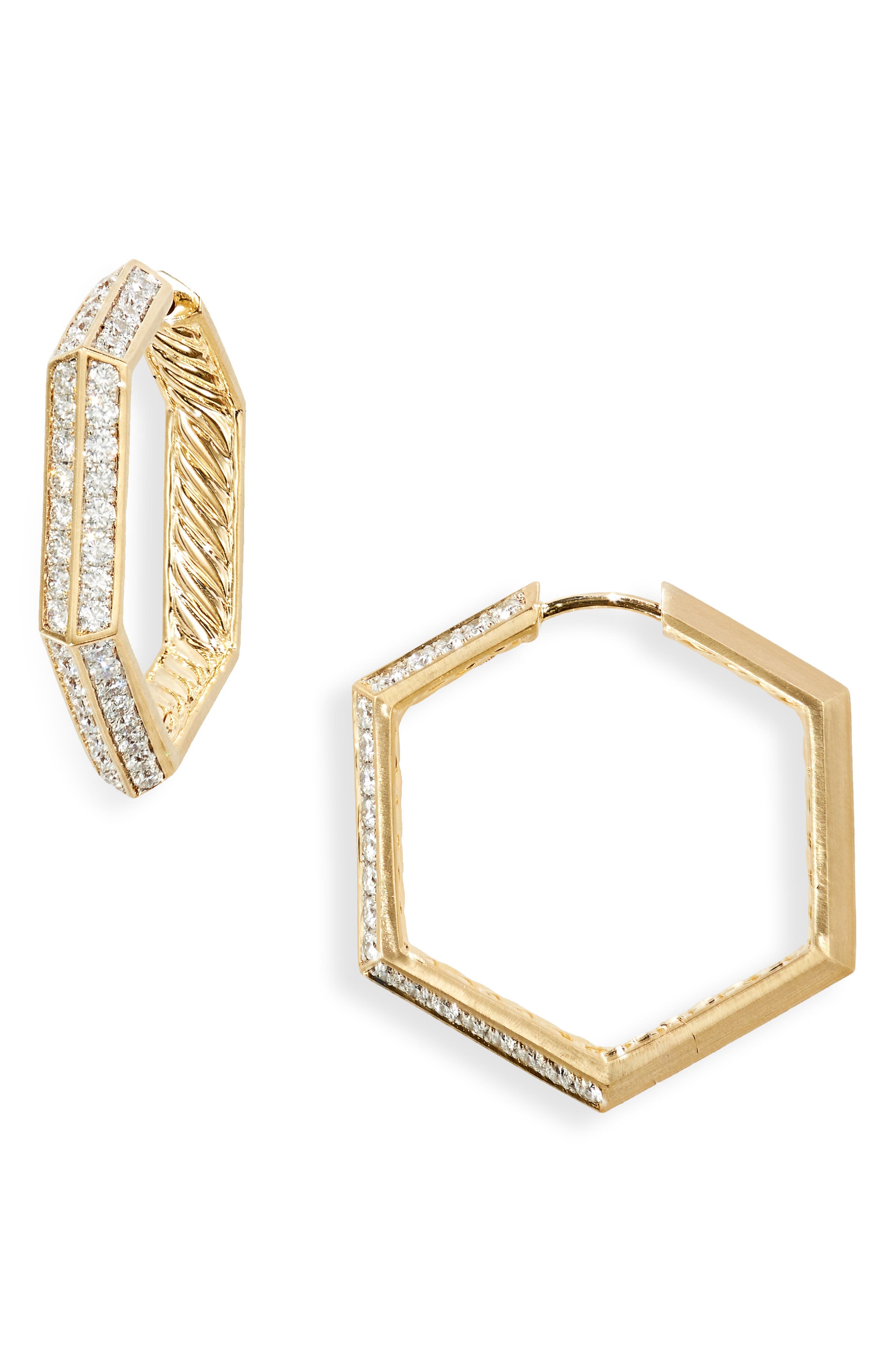 David Yurman Carlyle Pavé Diamond Hoop Earrings | Nordstrom