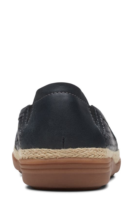 Clarks Elaina Ruby Laser Cut Espadrille Flat In Black Leather | ModeSens