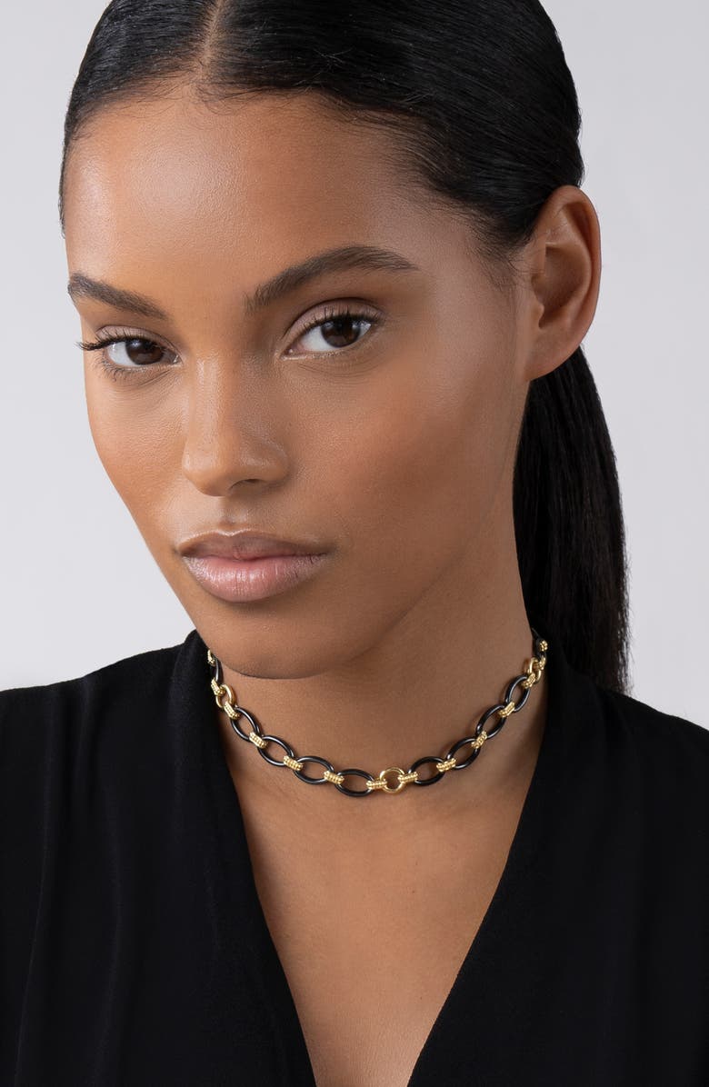 LAGOS Meridian 18K Gold & Black Ceramic Link Necklace | Nordstrom