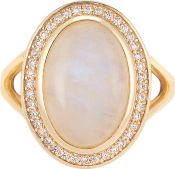ADORNIA FINE Halo Moonstone Ring | Nordstromrack