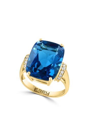 Effy 14k Yellow Gold London Blue Topaz & Diamond Ring | ModeSens