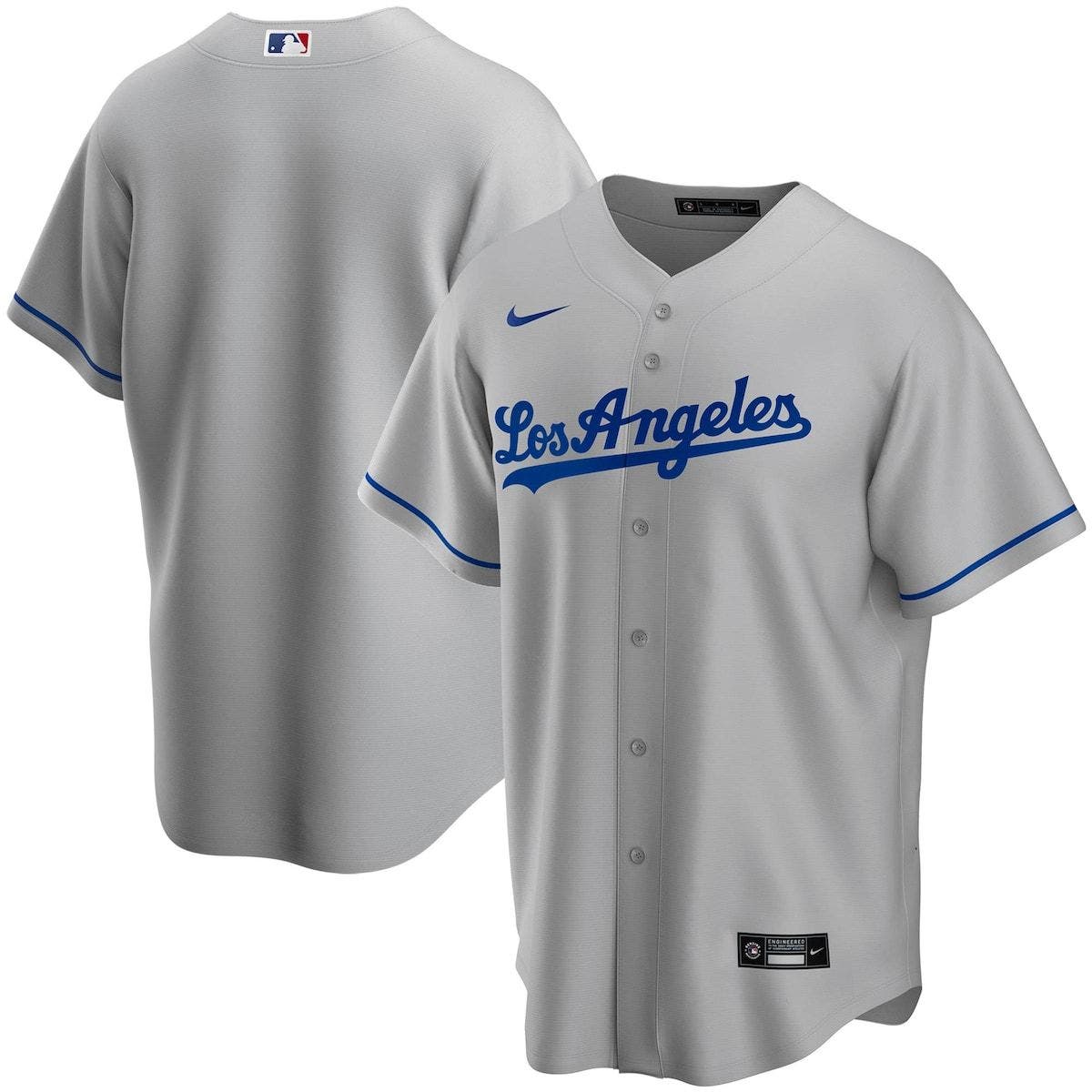 Nike Men's Nike Gray Los Angeles Dodgers Road Replica Team Jersey ...