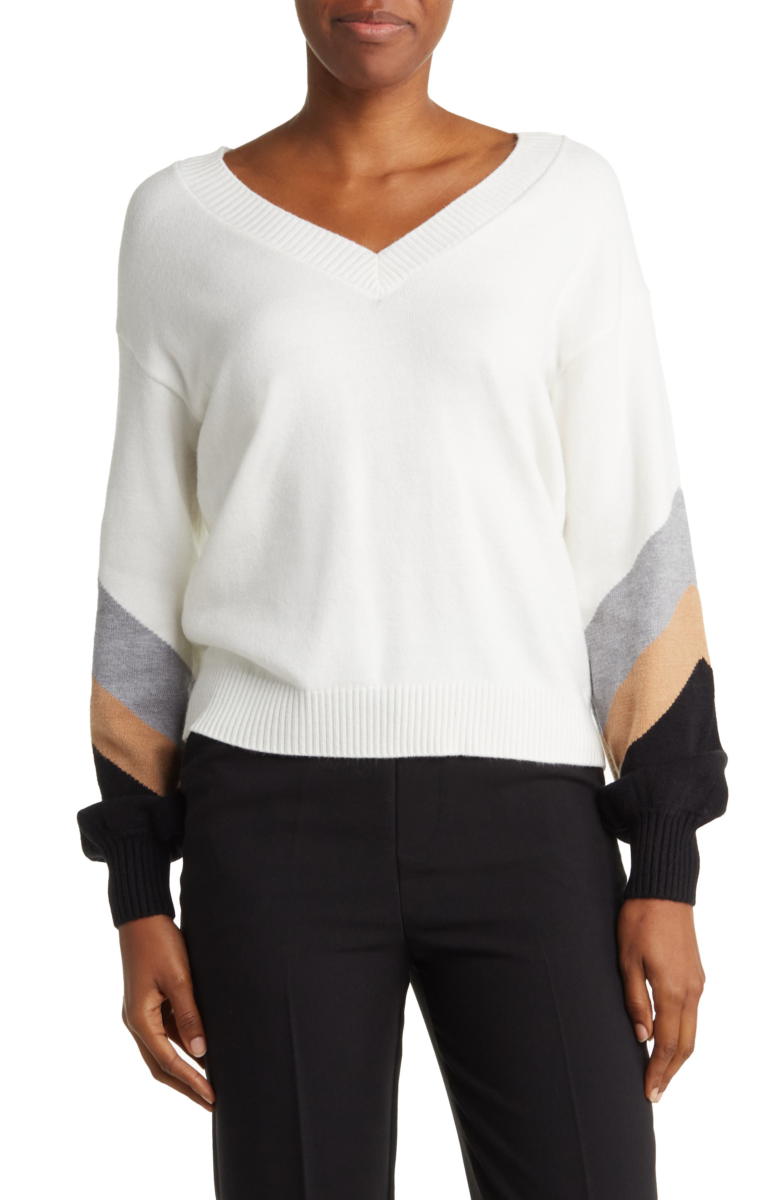 Laundry by Shelli Segal Colorblock V-Neck Sweater | Nordstromrack