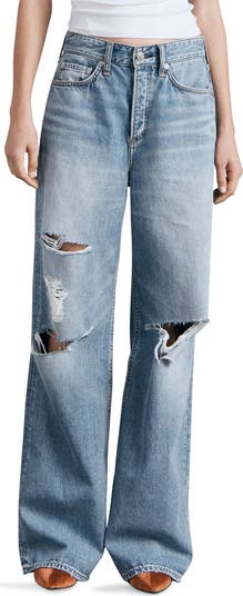 rag & bone Logan Ripped High Waist Wide Leg Jeans | Nordstrom