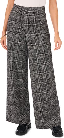 Vince Camuto Plaid Wide Leg Pull On Pants Nordstrom