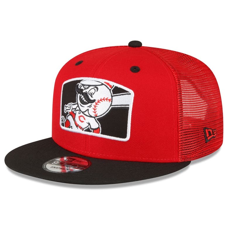 New Era Red/black Cincinnati Reds Logo Zoom Trucker 9fifty Snapback Hat ...