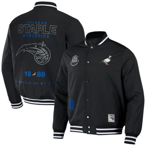 Men's NBA x Staple Black Orlando Magic My City Full-Snap Varsity Jacket