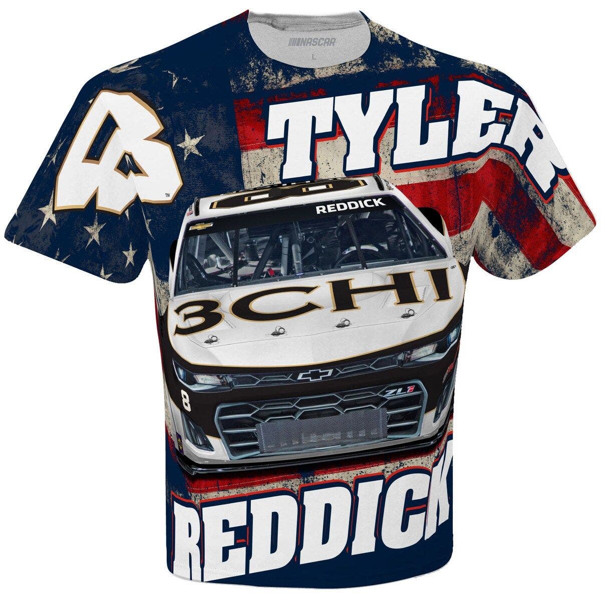 CHECKERED FLAG Men's Checkered Flag White Tyler Reddick 3CHI Sublimated ...