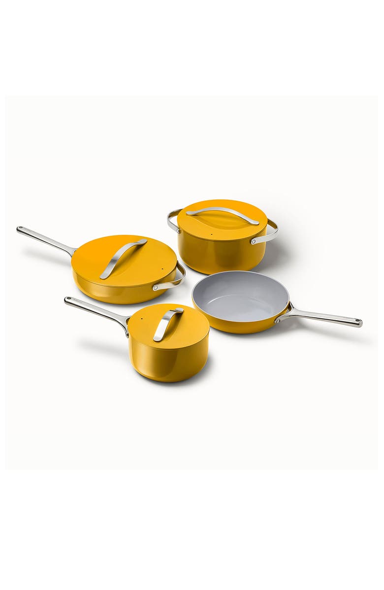 CARAWAY Non-Toxic Ceramic Non-Stick 7-Piece Cookware Set with Lid ...