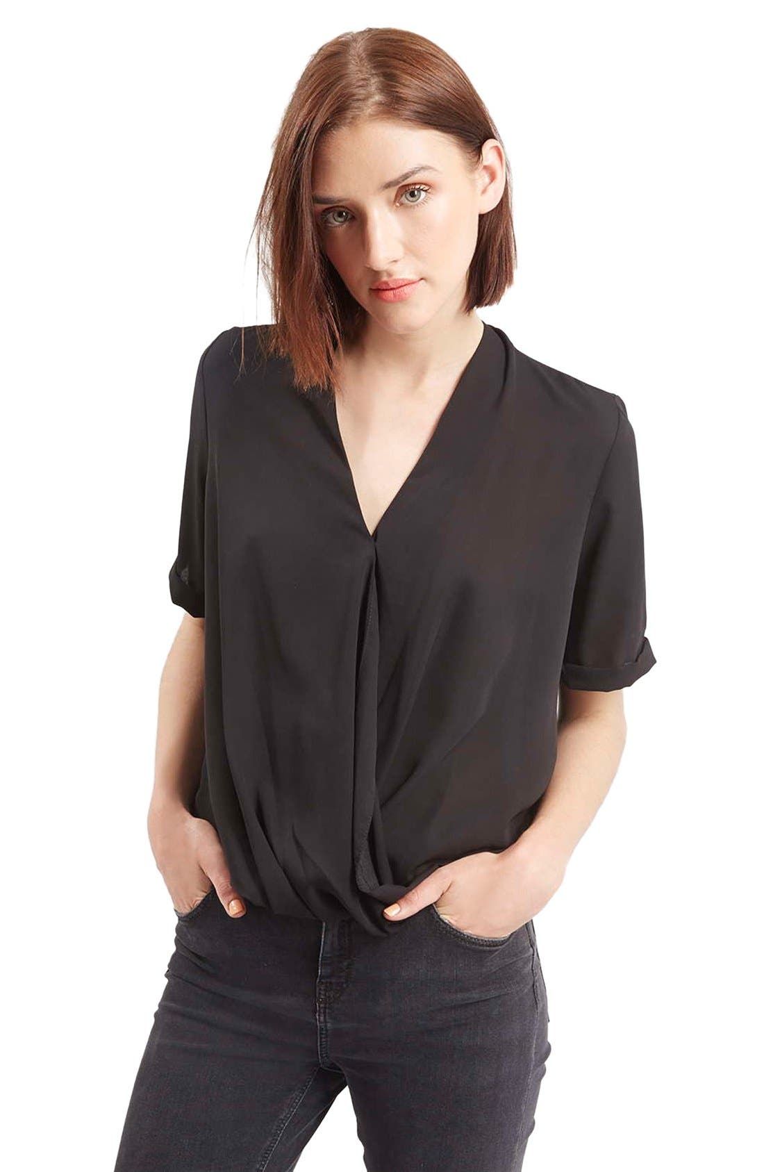Topshop Drape Front Blouse (Petite) | Nordstrom