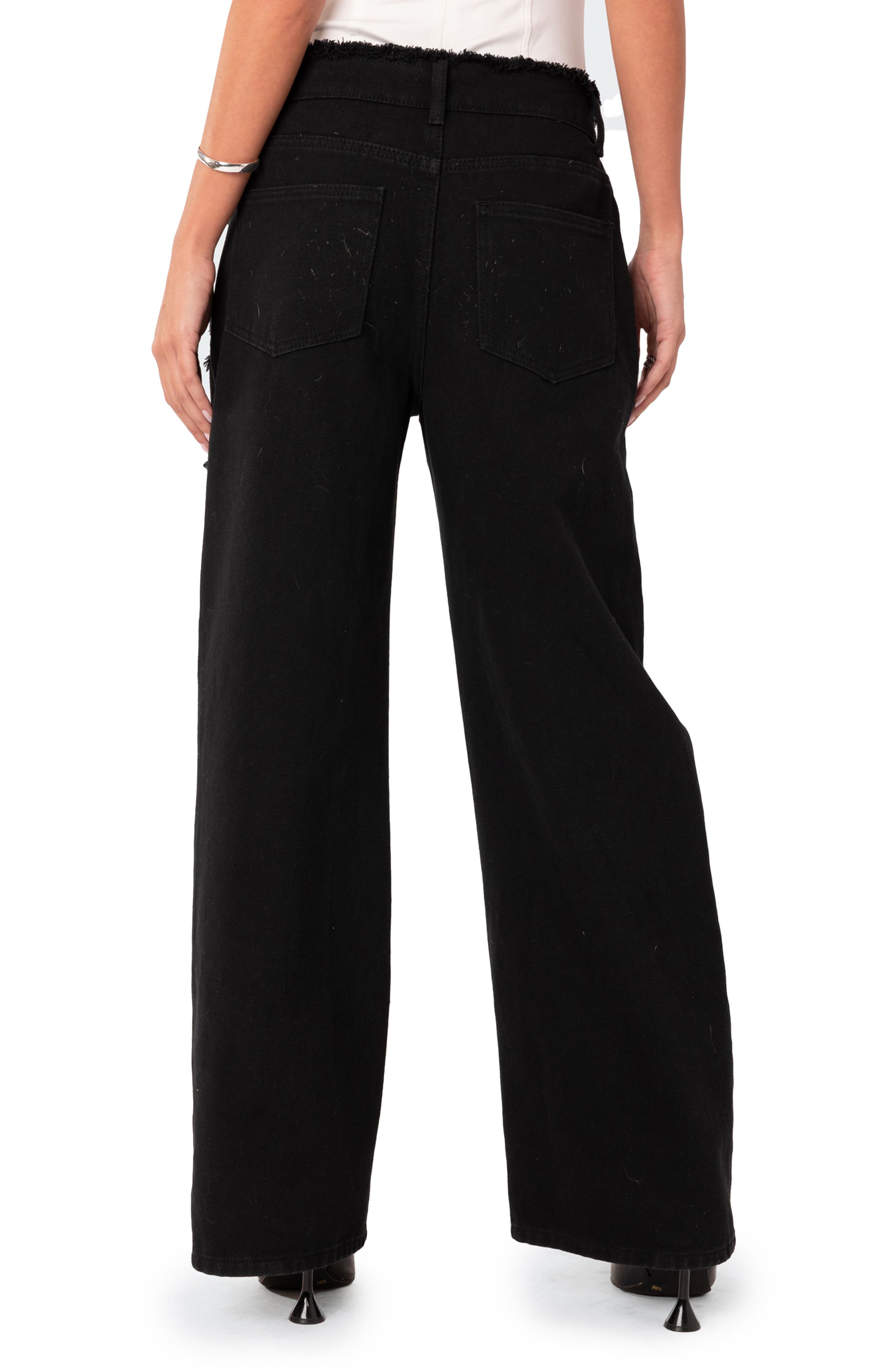 EDIKTED Distressed Wide Leg Boyfriend Jeans | Nordstrom