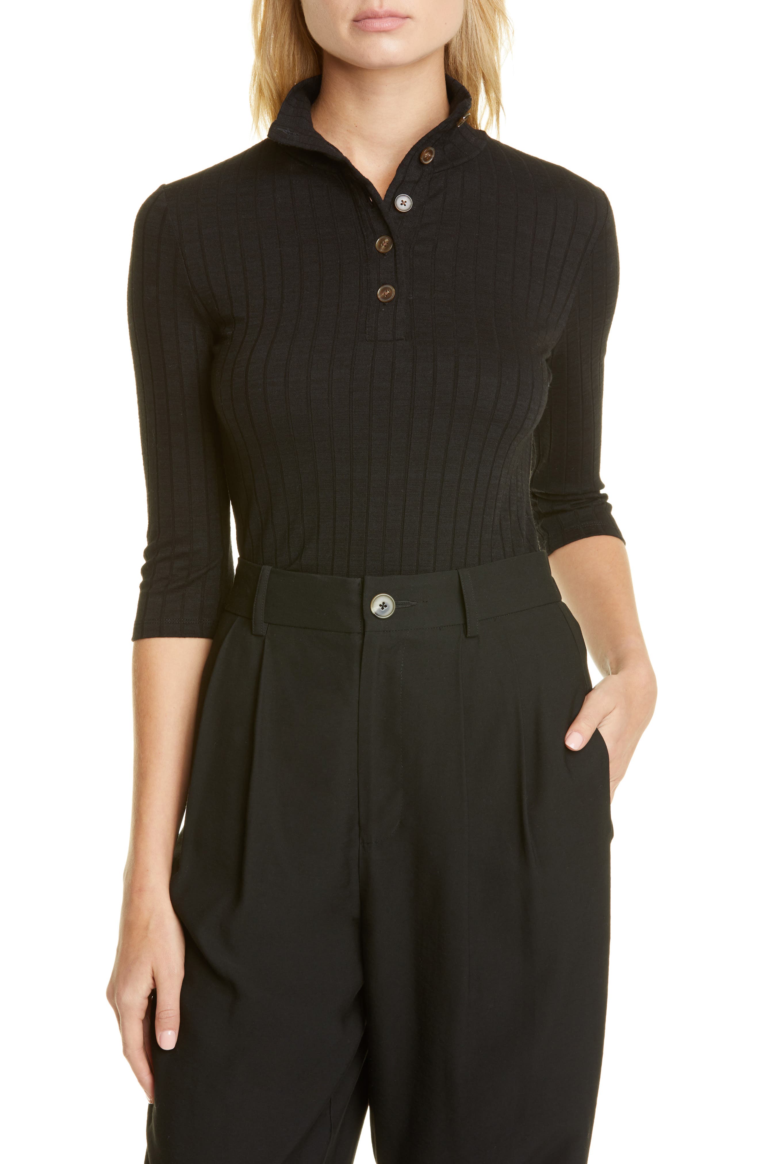 Vince Ribbed Button Up Top | Nordstrom