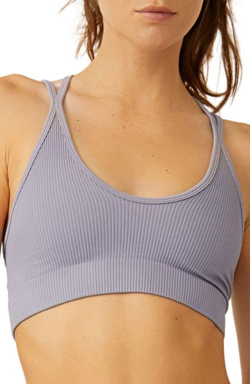 FP Movement Free Throw Strappy Sports Bra in Steel Blue Smart Closet