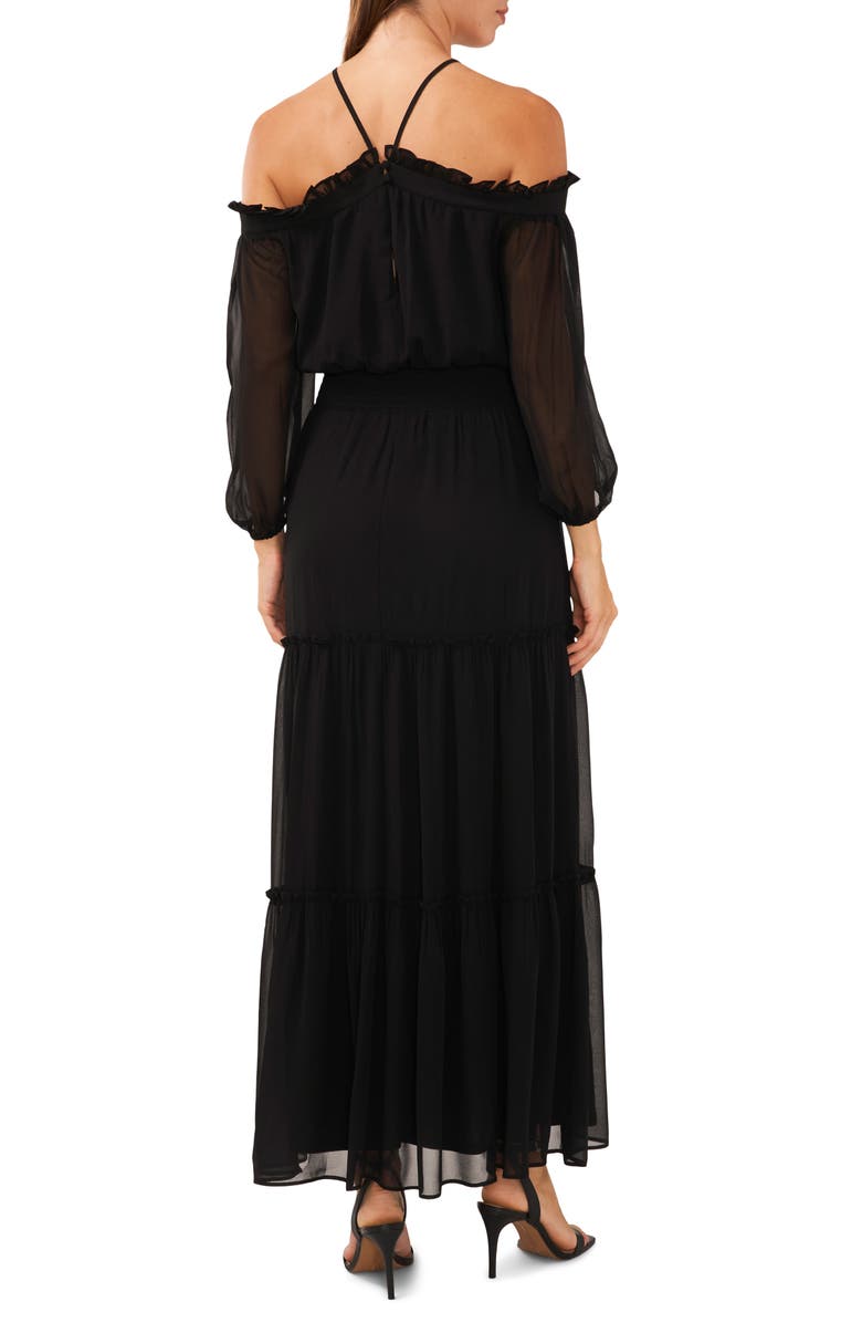 Halogen® Cold Shoulder Long Sleeve Halter Maxi Dress | Nordstromrack