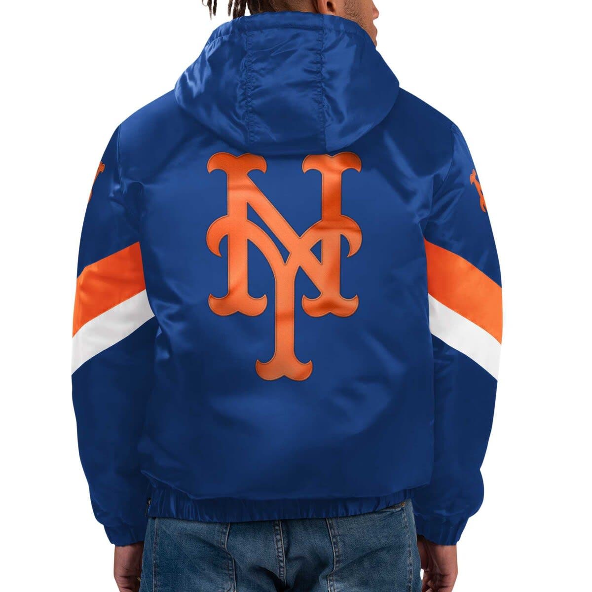 STARTER Men's Starter Royal New York Mets Force Play II Half-Zip Hooded ...