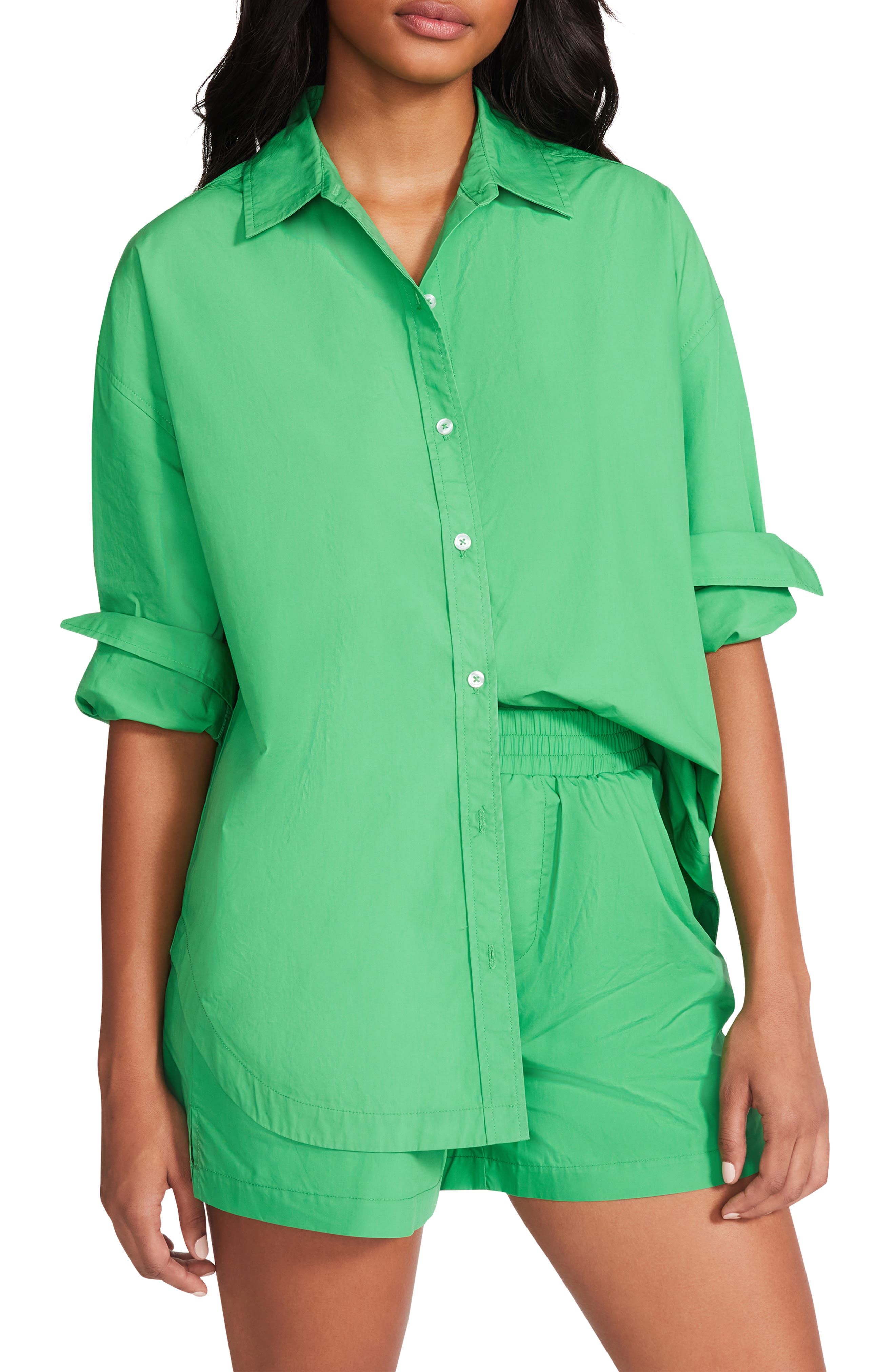 Steve Madden Poppy Oversize Cotton Button-Up Shirt | Nordstrom