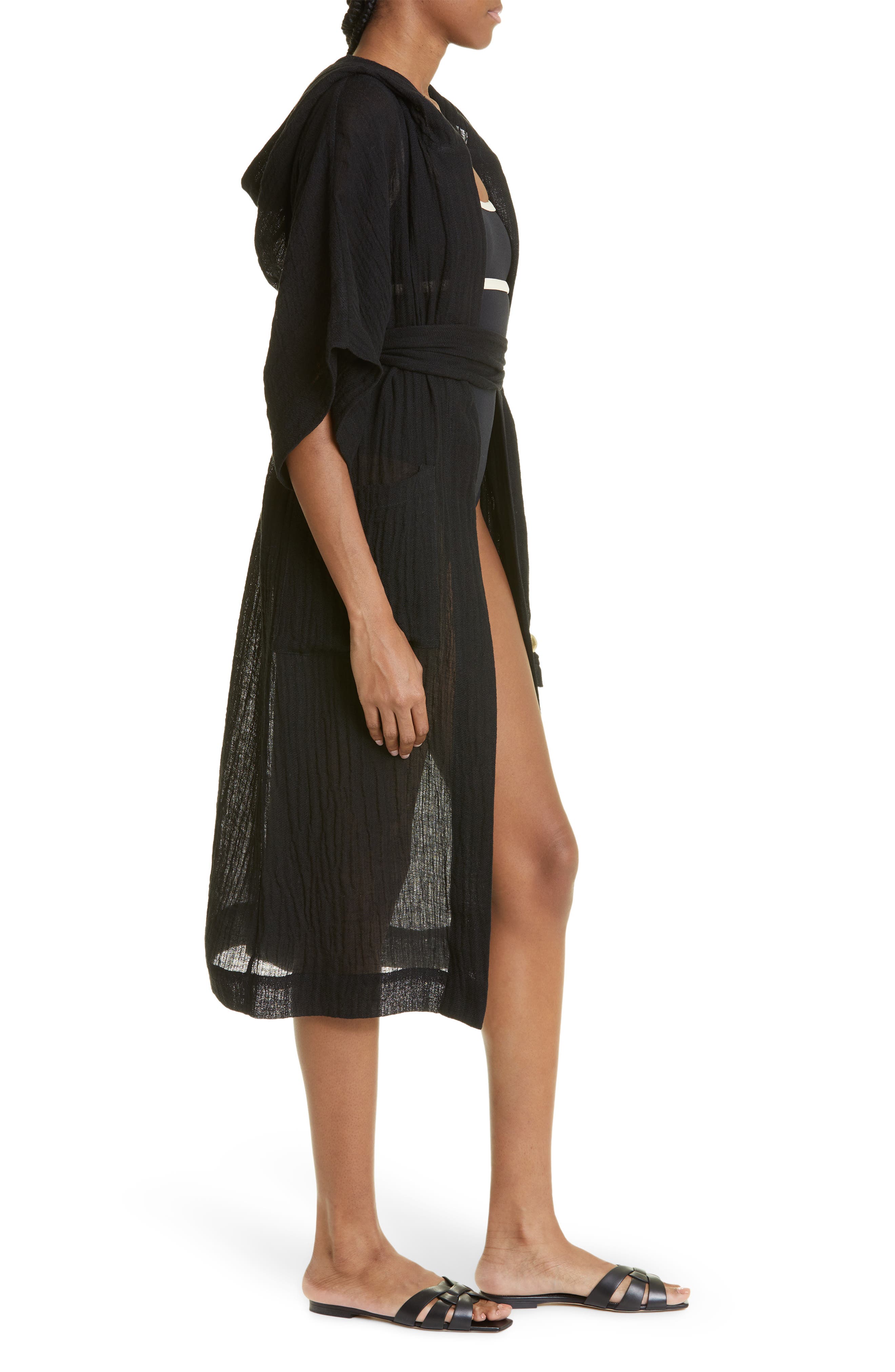 Lisa Marie Fernandez Hooded Linen Blend Gauze Cover-Up Robe | Nordstrom