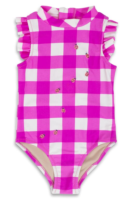 Shade Critters Kids' Ladybug Gingham Ruffle One-piece Swimsuit In Pink ...