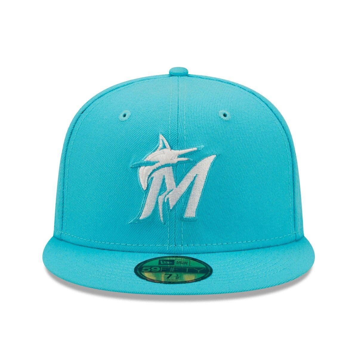 New Era Men's New Era Blue Miami Marlins Vice Highlighter Logo 59FIFTY ...