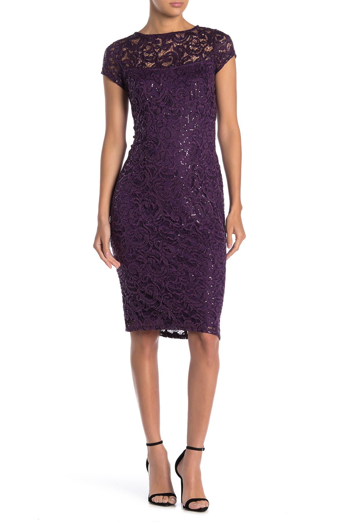 Marina Sequin Lace Cap Sleeve Sheath Dress Nordstrom Rack