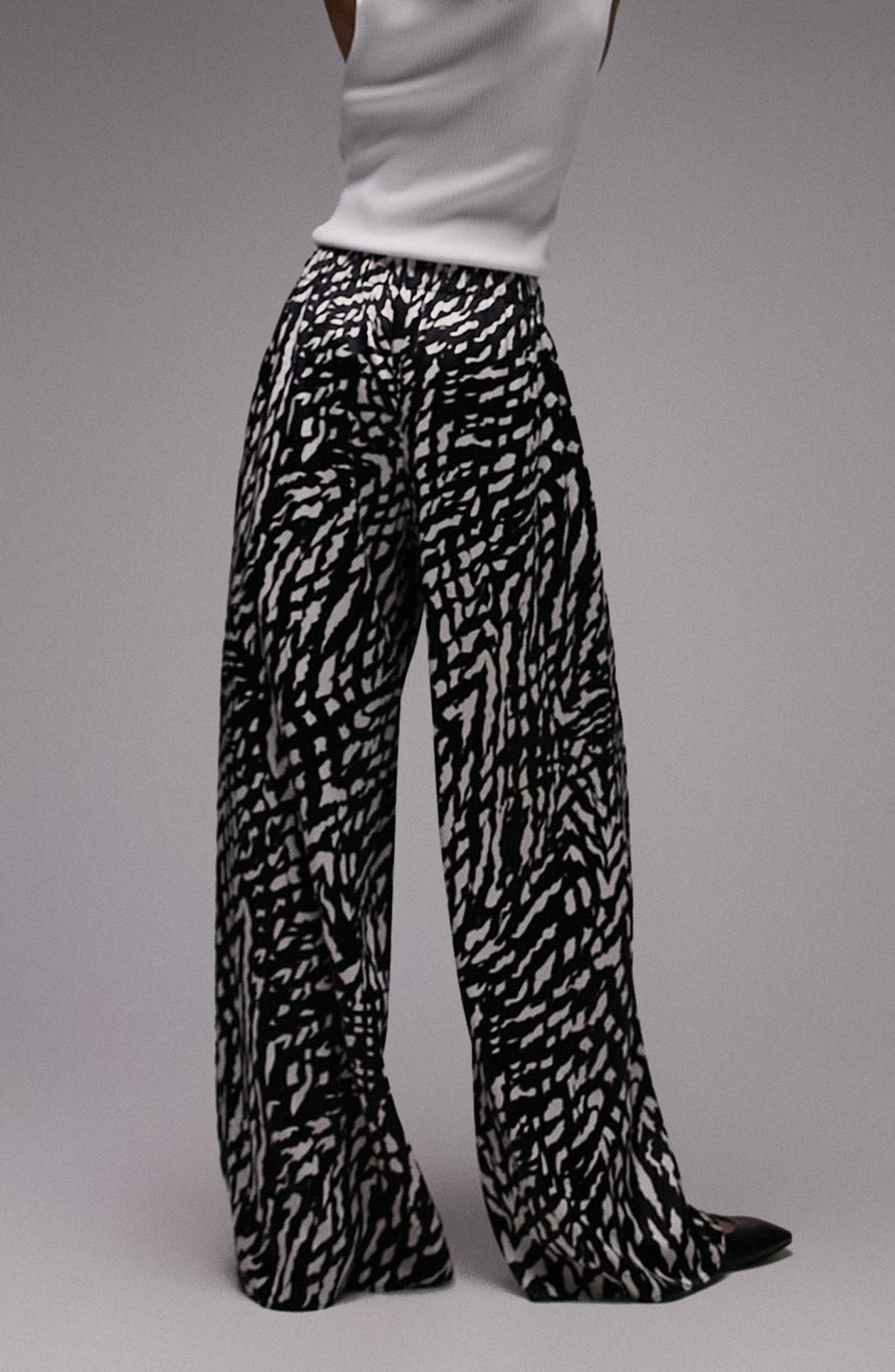 Topshop Satin Wide Leg Drawstring Pants | Nordstrom